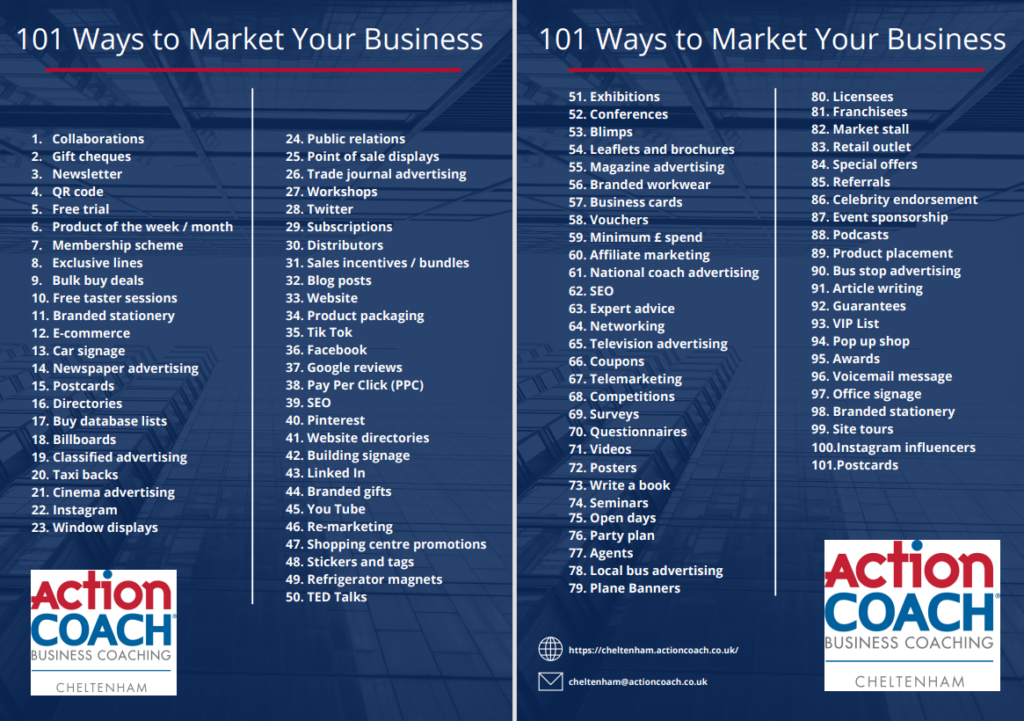 101 Ways to Market Your Business - Cheltenham - ActionCOACH